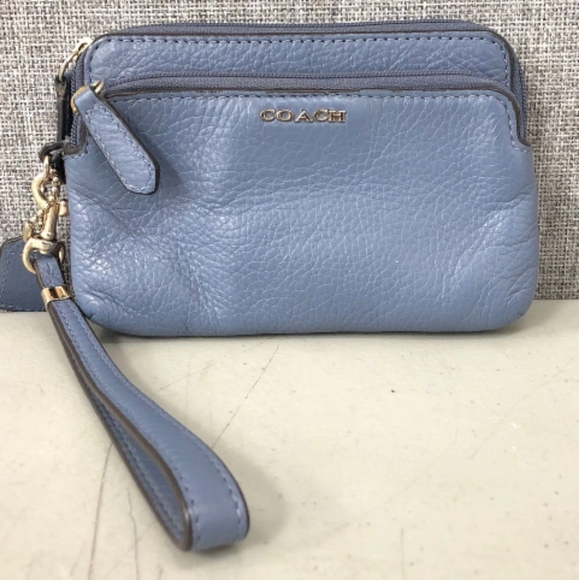 Coach | Bags | Coach Double Zip Wristlet In Cornflower Blue | Poshmark